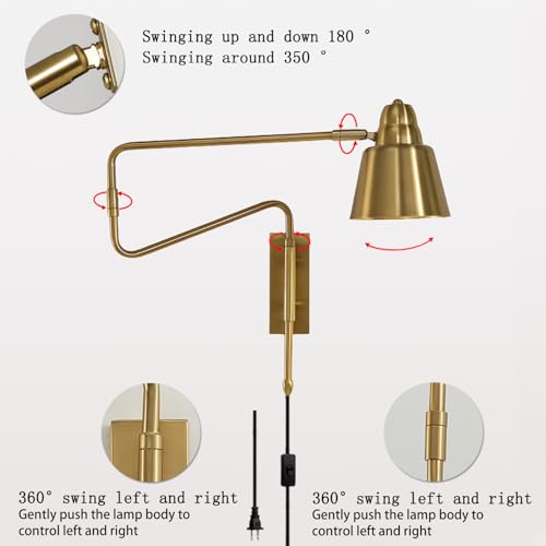 Movable Fold Swing Arm Wall Lamp, Stretchable Adjustable Plug in Wall ...