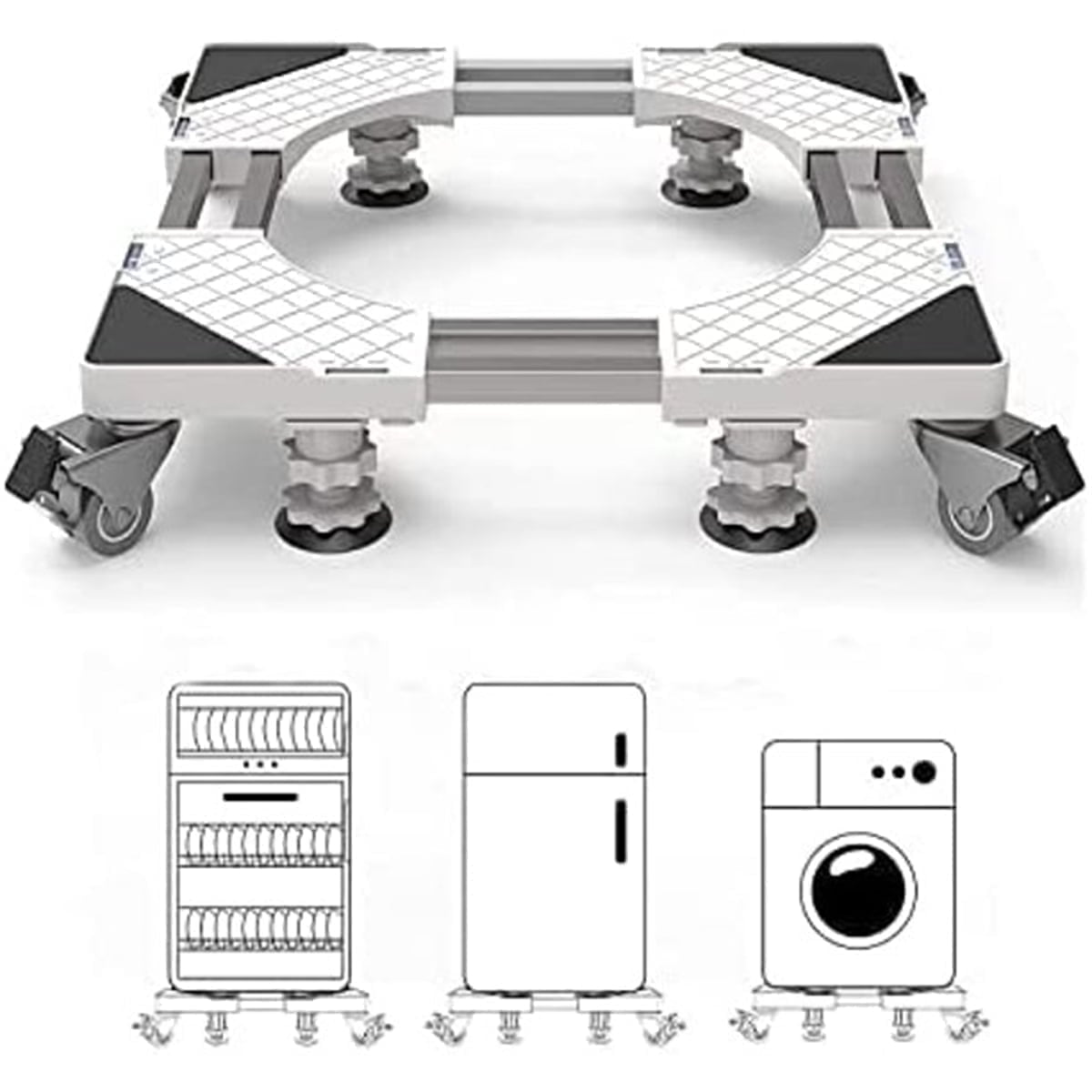 SEISSO Mini Fridge Stand, Adjustable Movable Furniture Dolly Roller ...