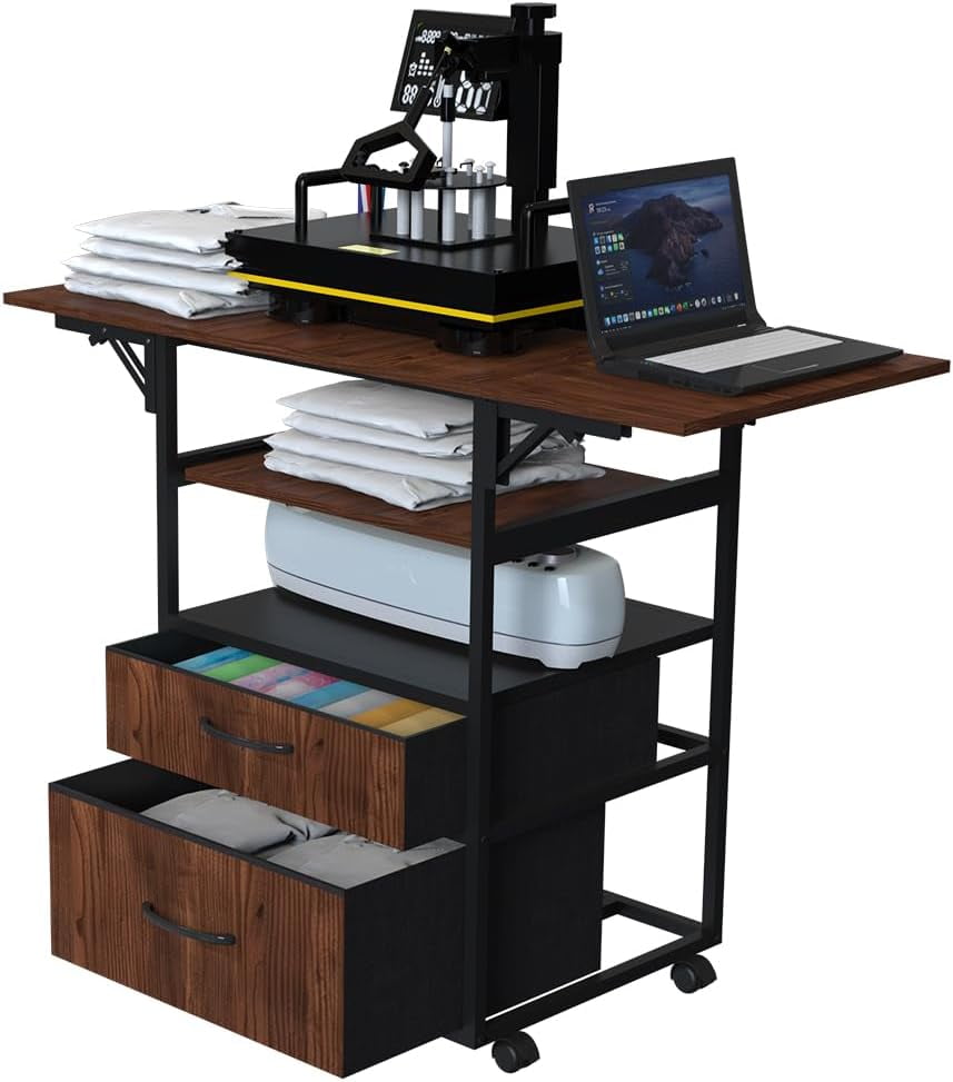 Movable Heat Press Table with Pull-Out Tray, 4 Tier Foldable Heat Press ...