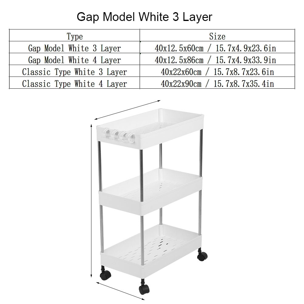 Movable Kitchen Bath Shelf Rack, 3/4 Tier Space Saving Organizer ...
