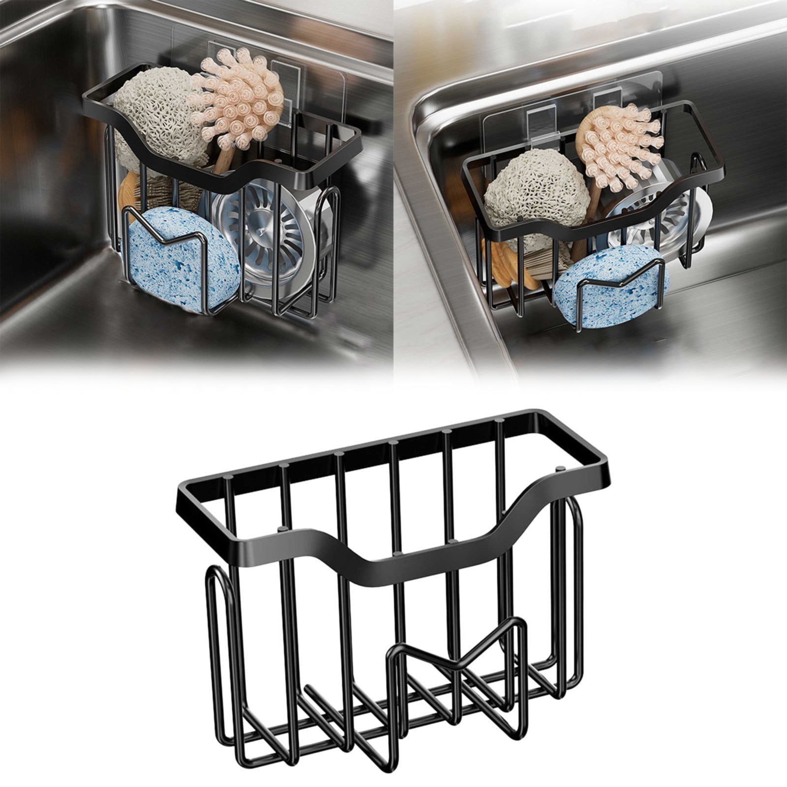 Movable Kitchen Caddy Stainless Hanging Sponge Caddy Dish Sponge Brush ...