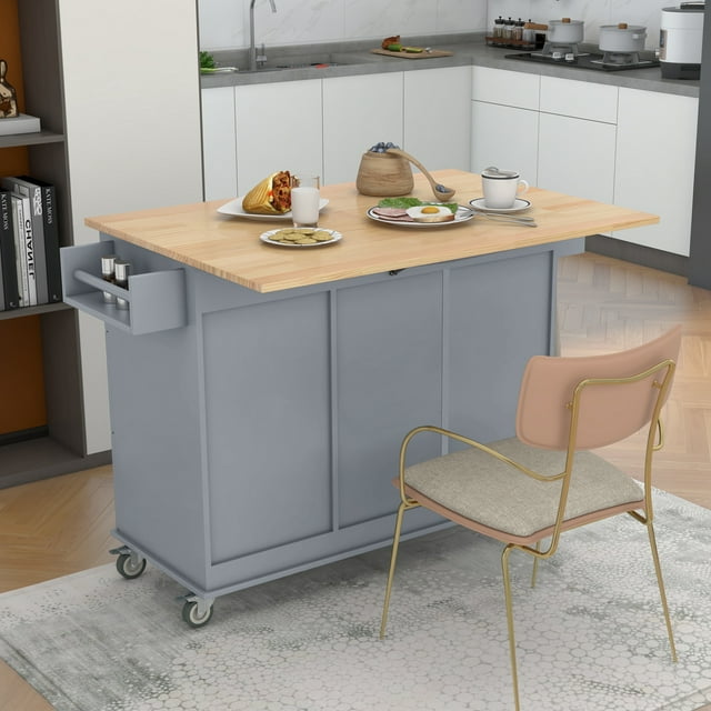 Movable Kitchen Carts on Wheels Island with Storage Cabinet, Island ...