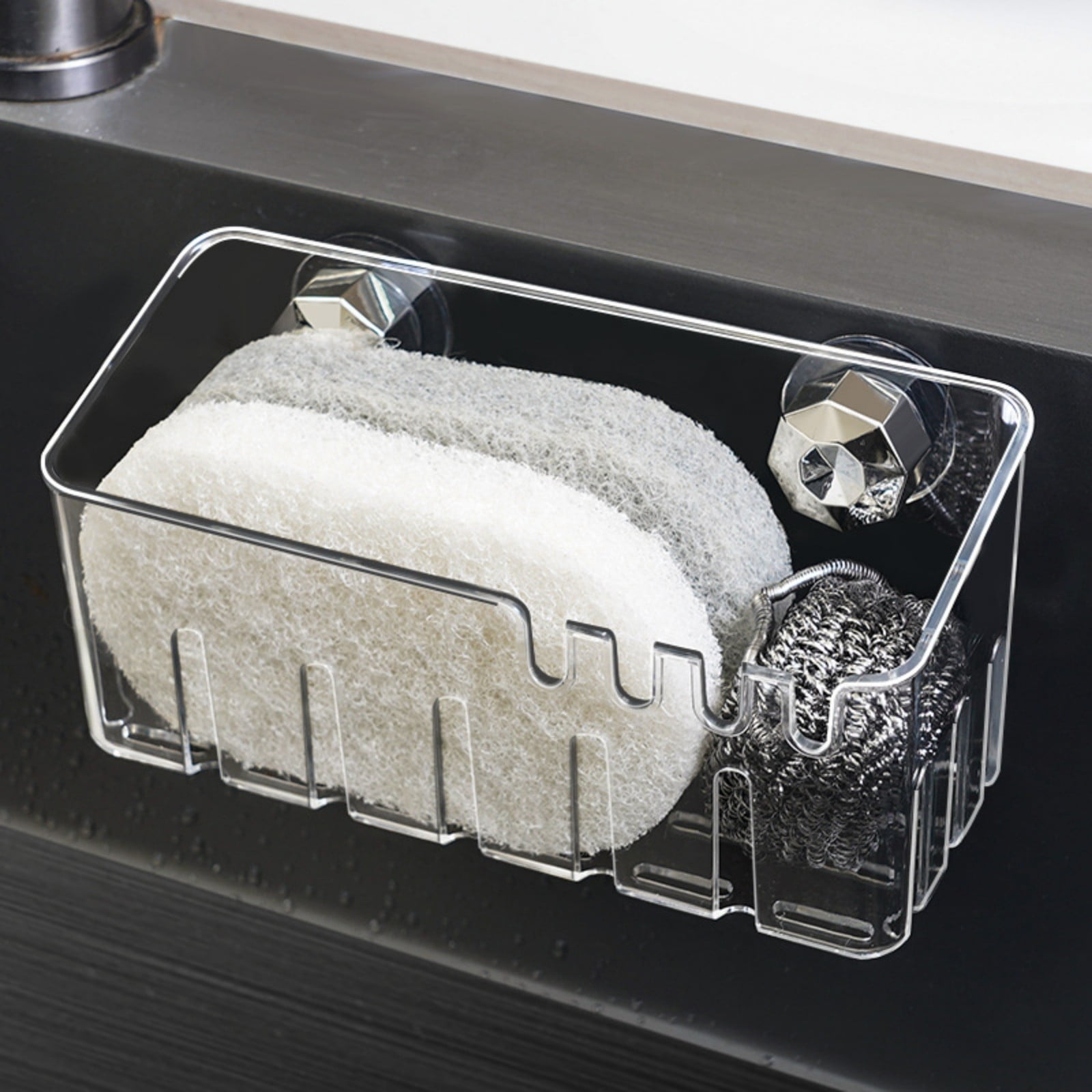 Movable Kitchen Sink Caddy with M-Shaped Hooks, Plastic Sponge ...