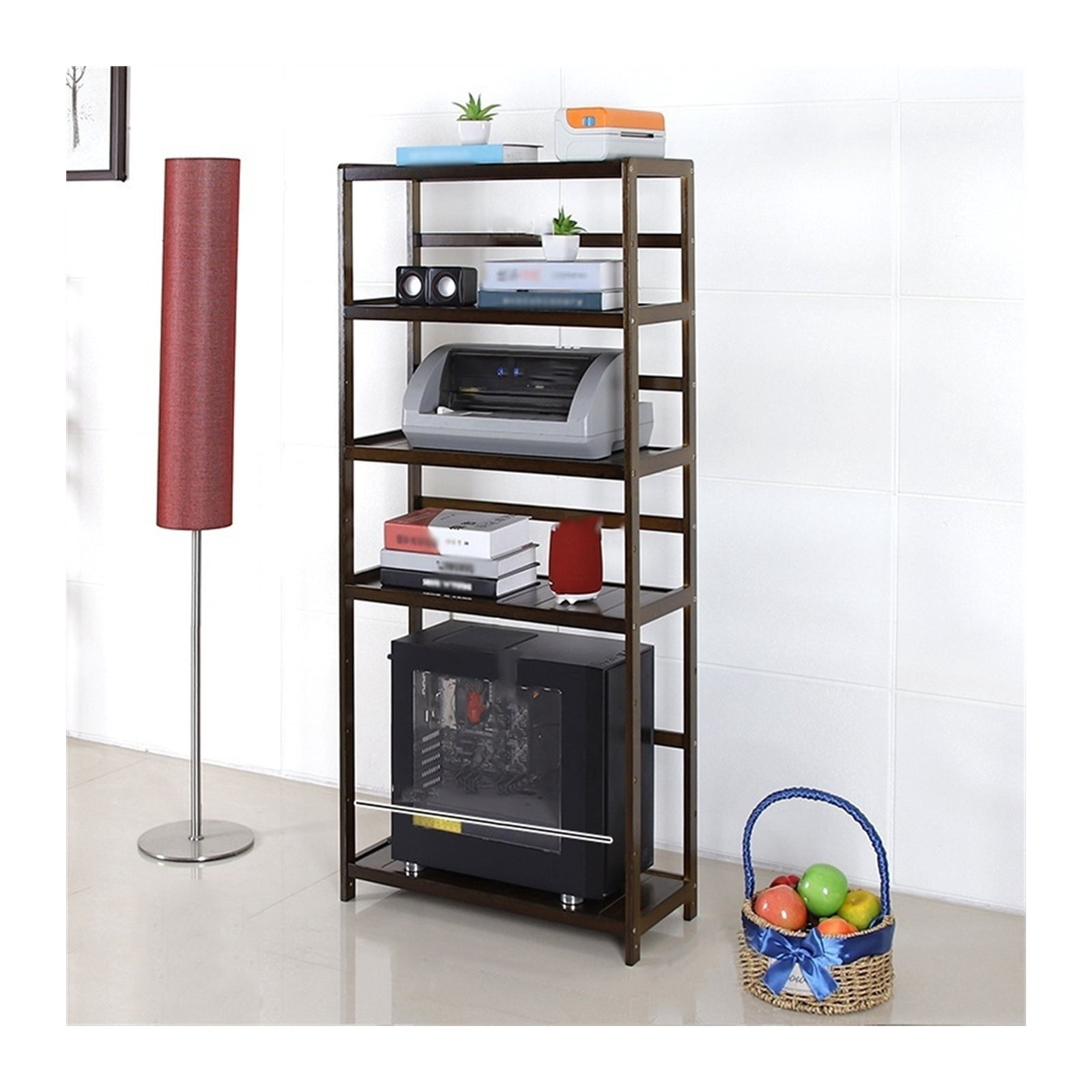 Movable PC Tower Stand, 5-Tier Mobile Printer Stand with Open Storage ...