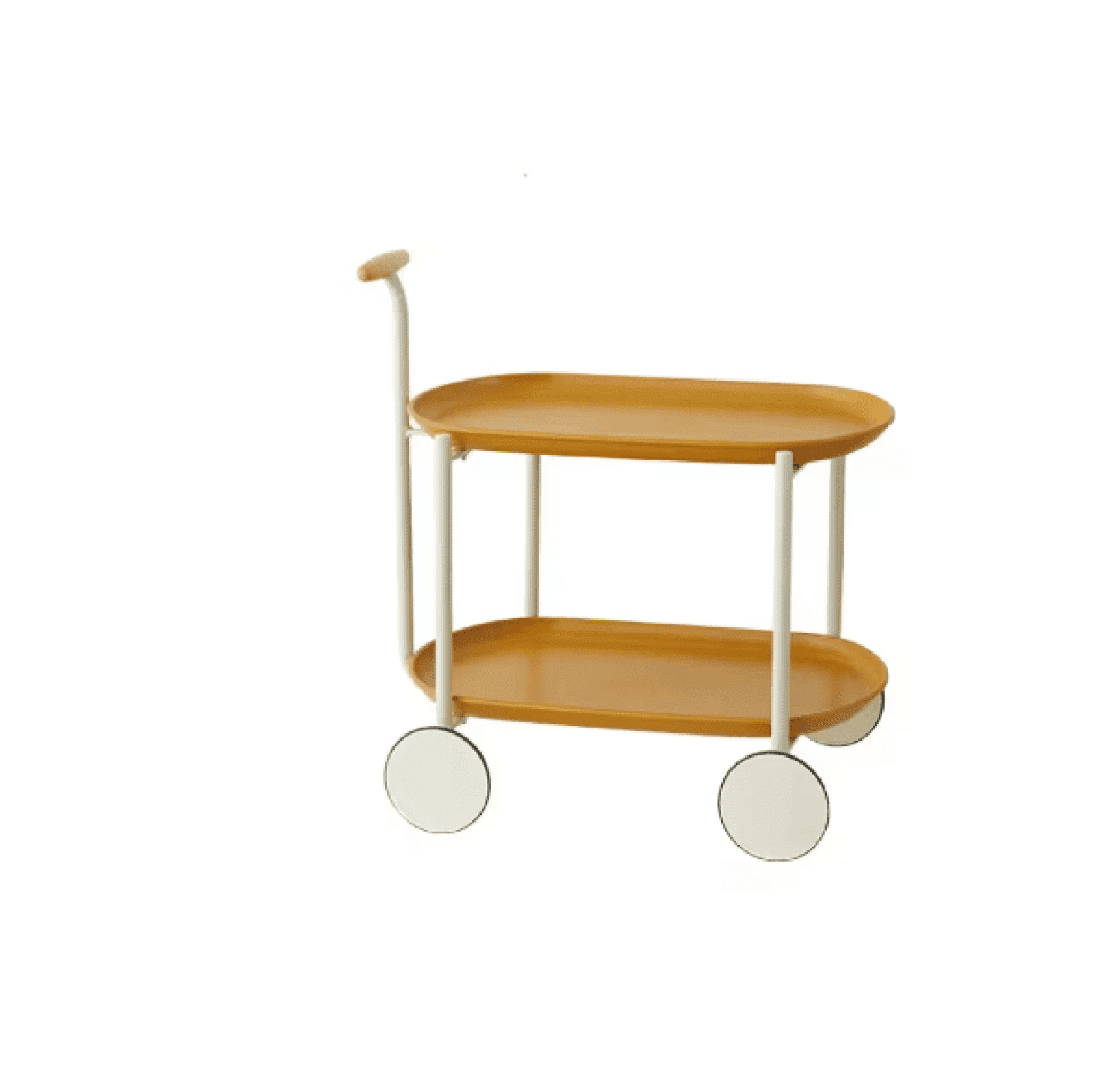 Movable Push Cart Coffee Table, Double Layer Rolling Storage Cart ...