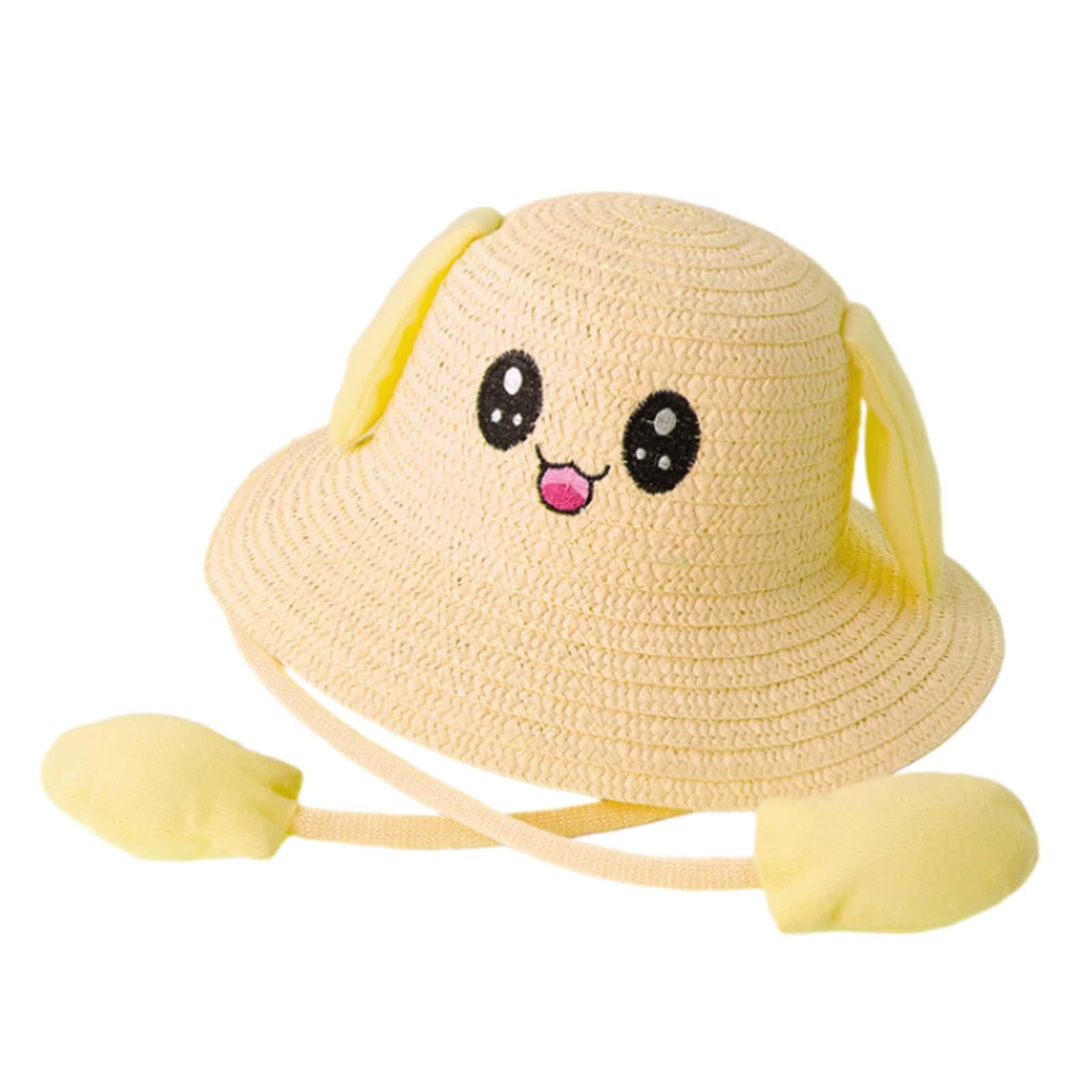 Movable Rabbit Ears Straw Hat Hat for Cosplay Party Outdoor Summer ...