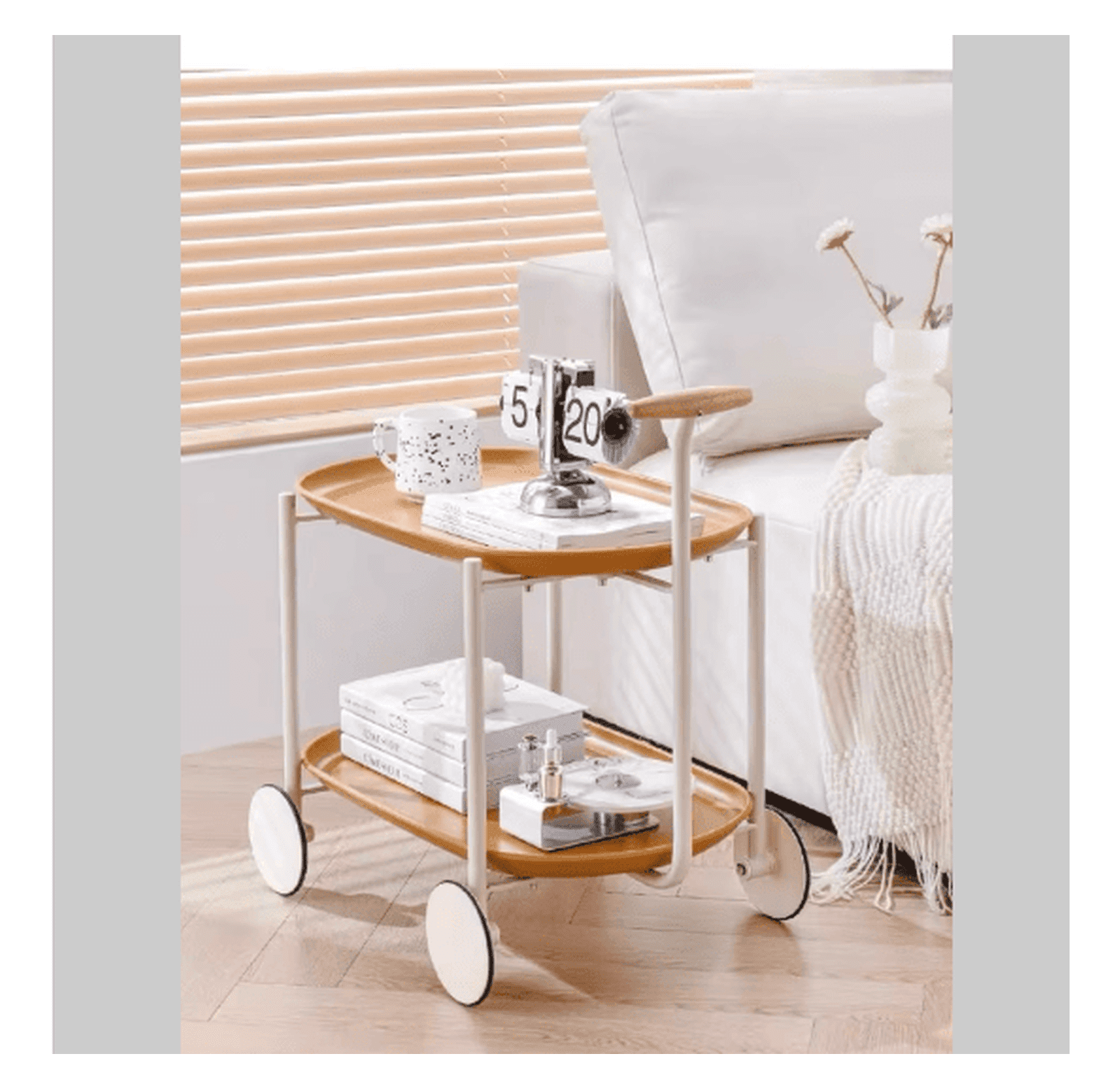 Movable Small Pushcart Inimalist Style Coffee Table Storage Cart Double ...