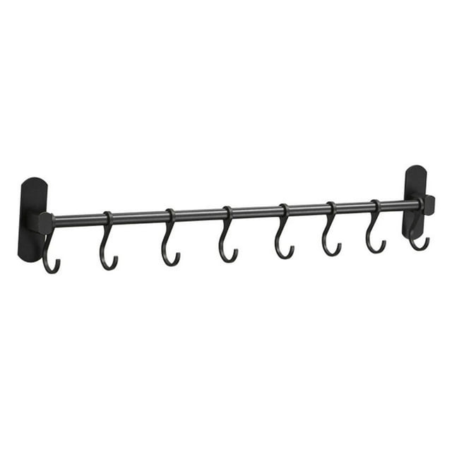 Movable Storage Hook Kitchen Rail Kitchen Hanging Rod 51x8.5cm Black ...