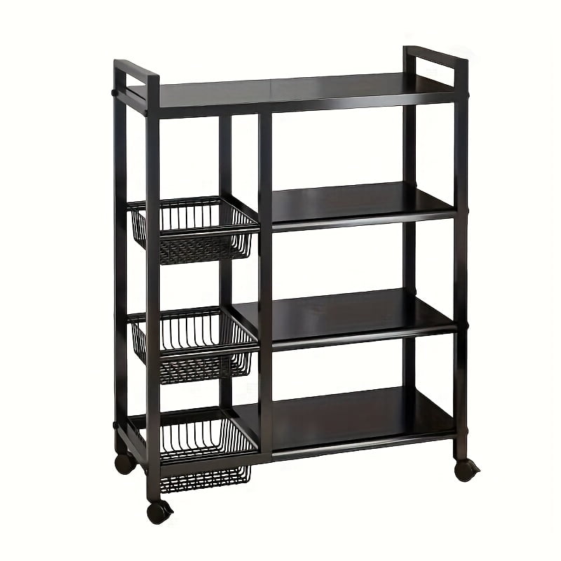Movable Storage Rack, Adjustable 4-Storey Kitchen Shelf with 3 Wire ...