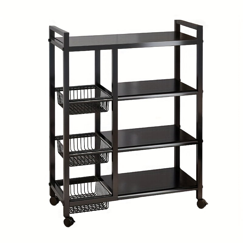 Movable Storage Rack, Adjustable 4-Storey Kitchen Shelf with 3 Wire ...