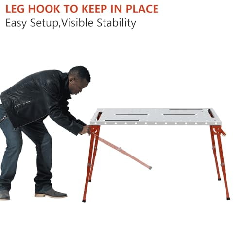 Movable Welding Table,46"x18"Movable Welding Workbench Table,Easy Setup ...