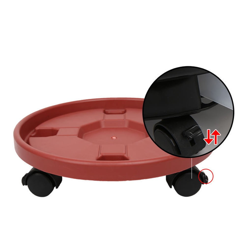 Movable flower pot tray with wheels Round flower pot rack with roller ...
