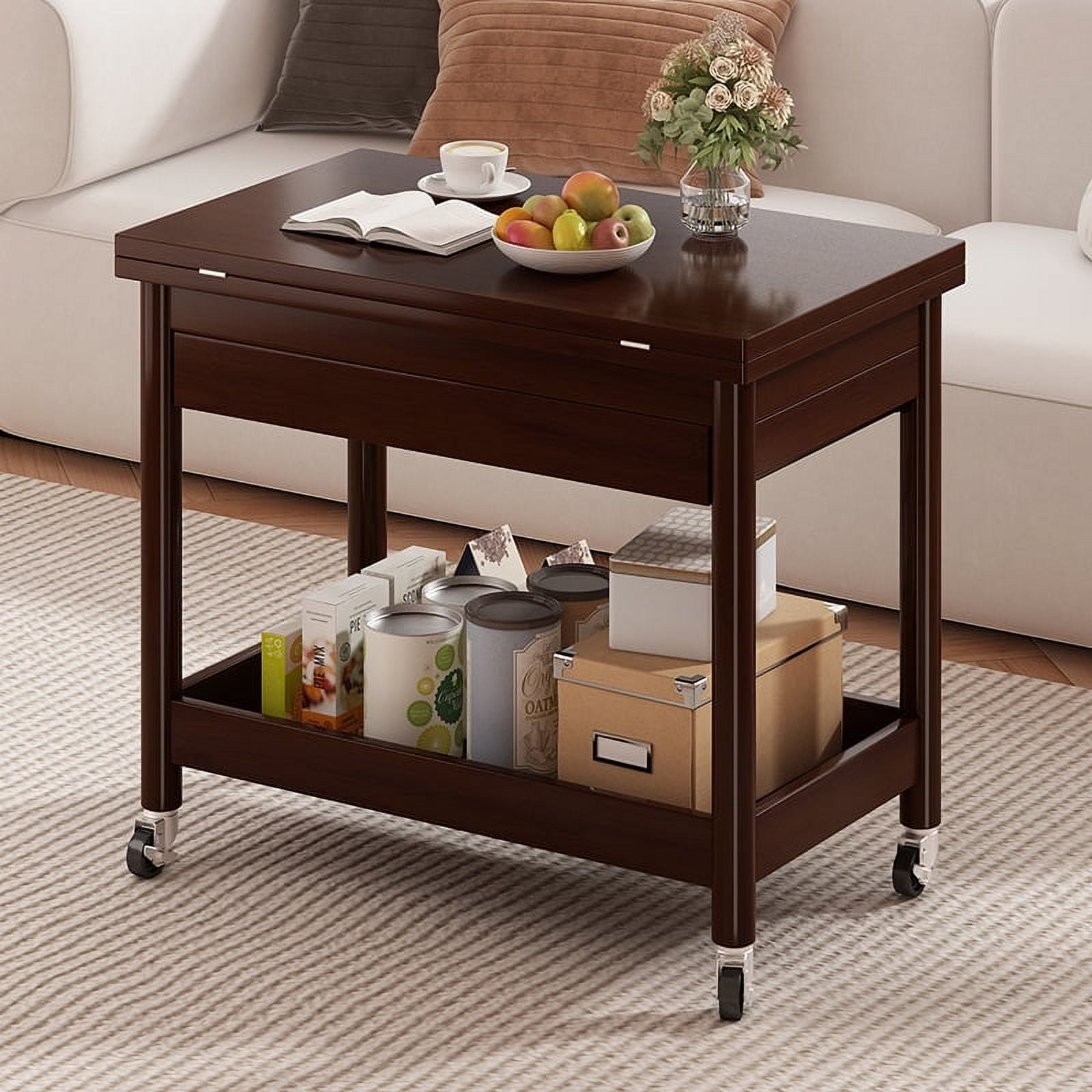 Movable table study living room bedroom foldable coffee table storage ...