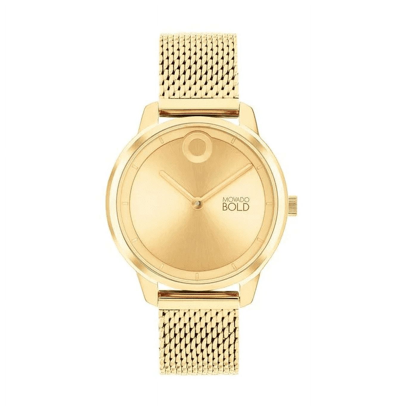 Movado 3600982 Trend Gold Dial Gold Stainless Steel Mesh Bracelet ...
