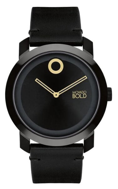 Movado 3601062 Trend Impulse Black Dial Black Leather Band Men's Watch ...