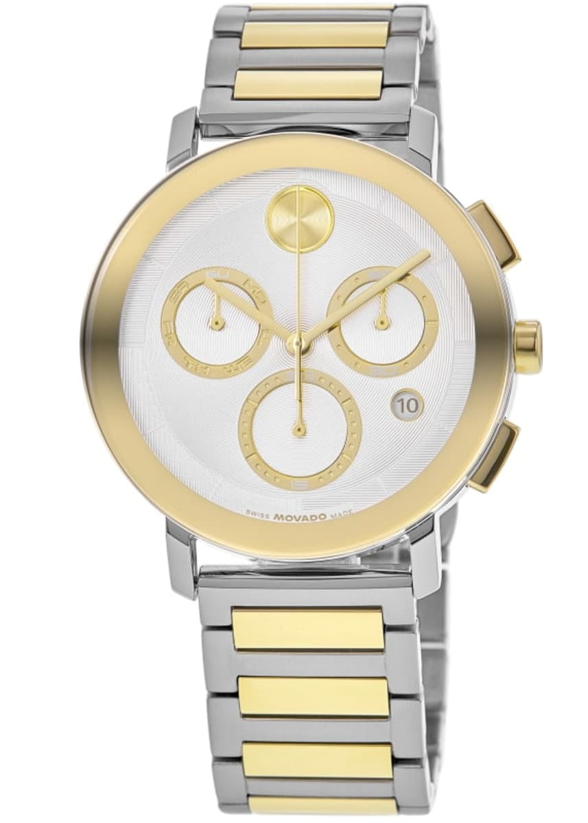 Movado Bold Evolution Quartz Chronograph Silver Dial Steel Men's Watch ...