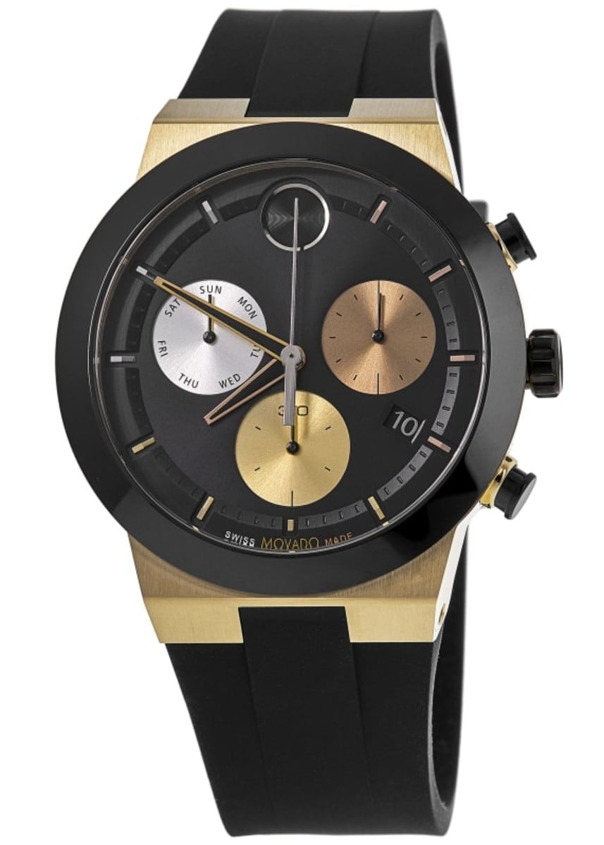 Movado Bold Fusion Quartz Chronograph Black Dial Silicone Strap Men's ...