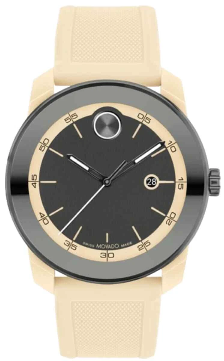 Movado Bold TR90 3601207 Light Brown Silicone Strap Swiss 42MM Men's ...