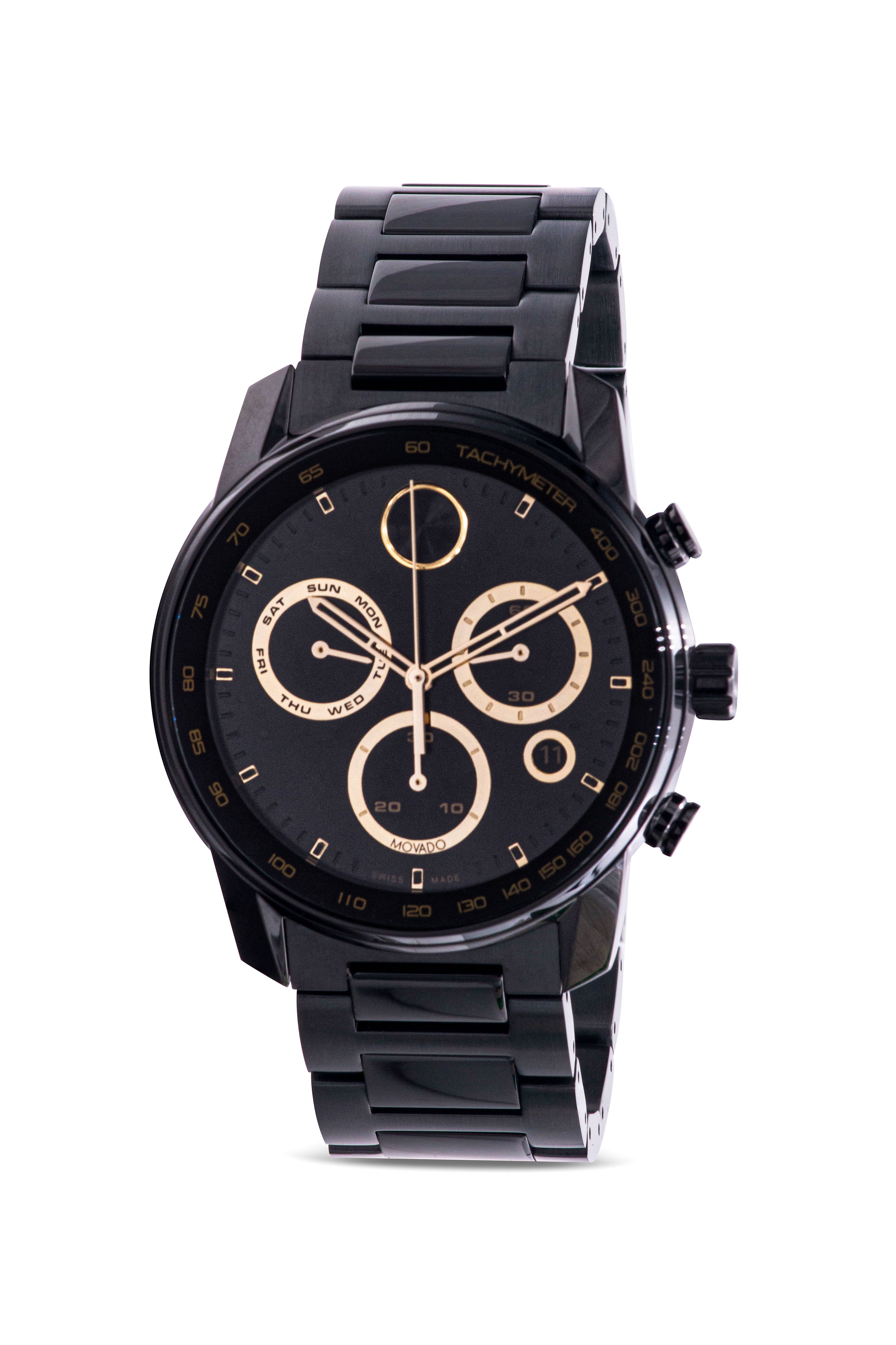 Movado Bold Verso Men's Chronograph Watch, Ion-Plated Black Steel Case ...