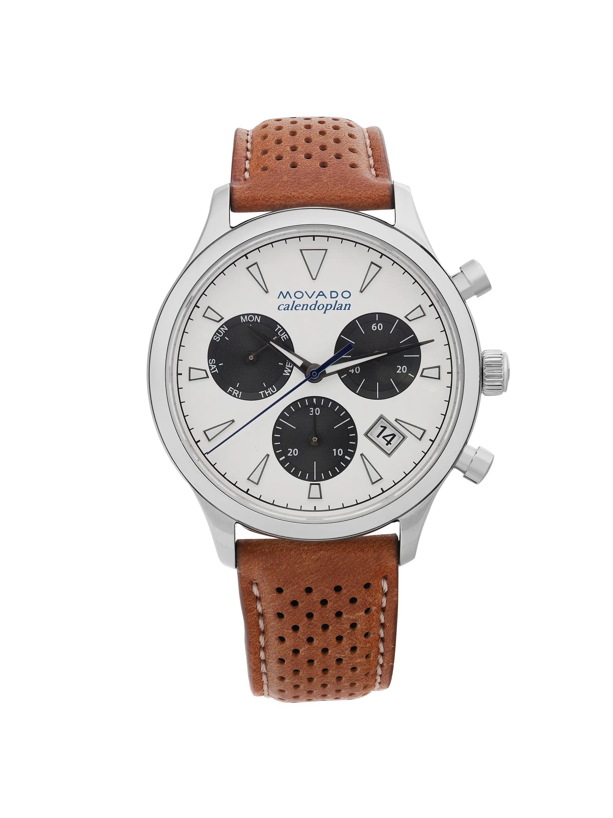 Movado Heritage 43mm Steel Chronograph White Dial Quartz Men Watch ...