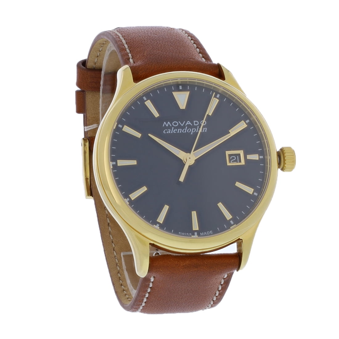 Movado Heritage Calendoplan Men's Gold Tone Blue Dial Quartz Watch ...