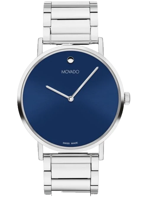 Movado Signature 0607593 Blue Dial Stainless Steel Bracelet 40MM Mens ...