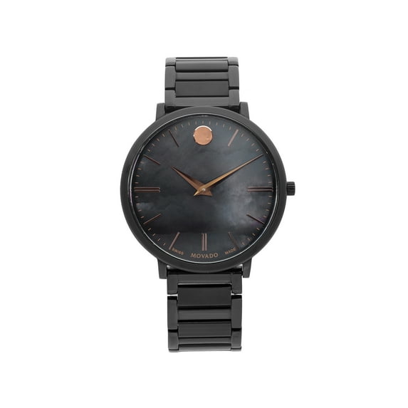 Movado Ultra Slim 35mm PVD Steel Black MOP Dial Quartz Ladies Watch ...