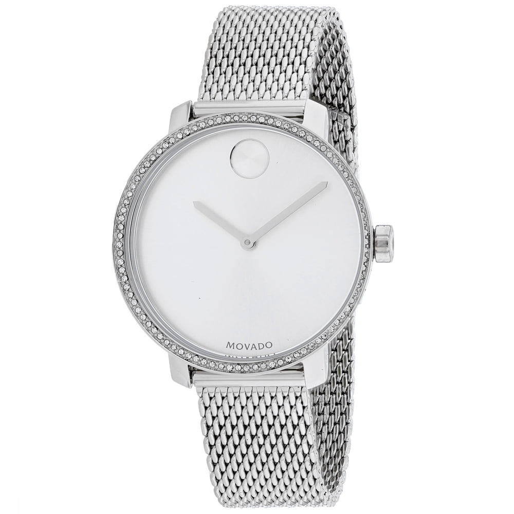 Movado Bold Crystal Ladies Watch, Stainless Steel Mesh, Swiss Quartz ...