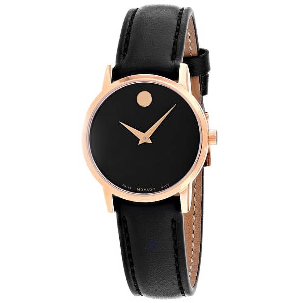 Movado Museum Classic Black Dial Leather Strap Ladies Watch 0607276 ...