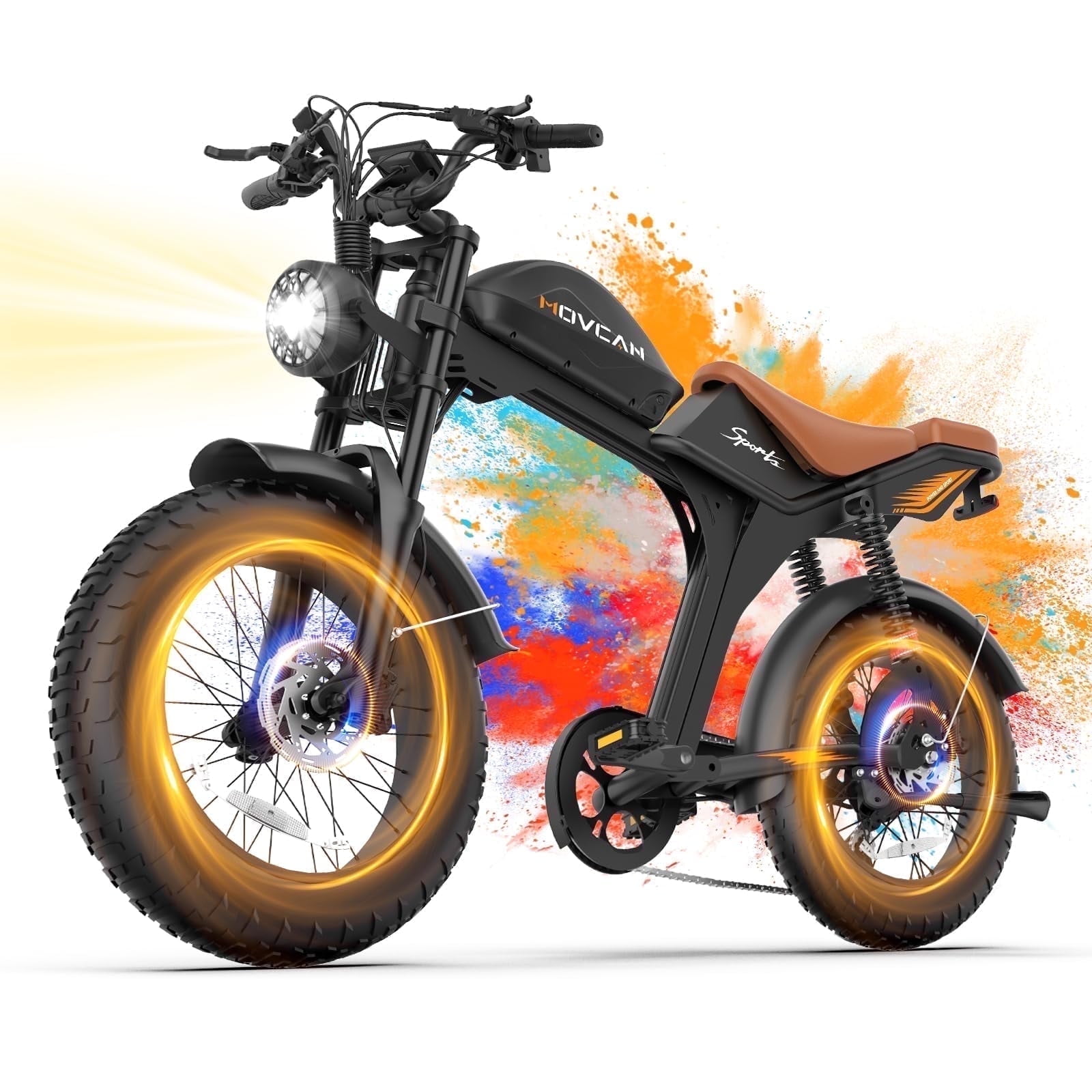 Movcan V70 Electric Bike for Adults, Peak 2500W 35mph 52V 23.4Ah Mountain Ebike,20" Fat Tire ...