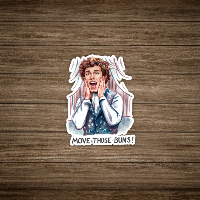 Move Those Buns Excited Man Sticker - Vintage Inspired Retro Patriotic ...