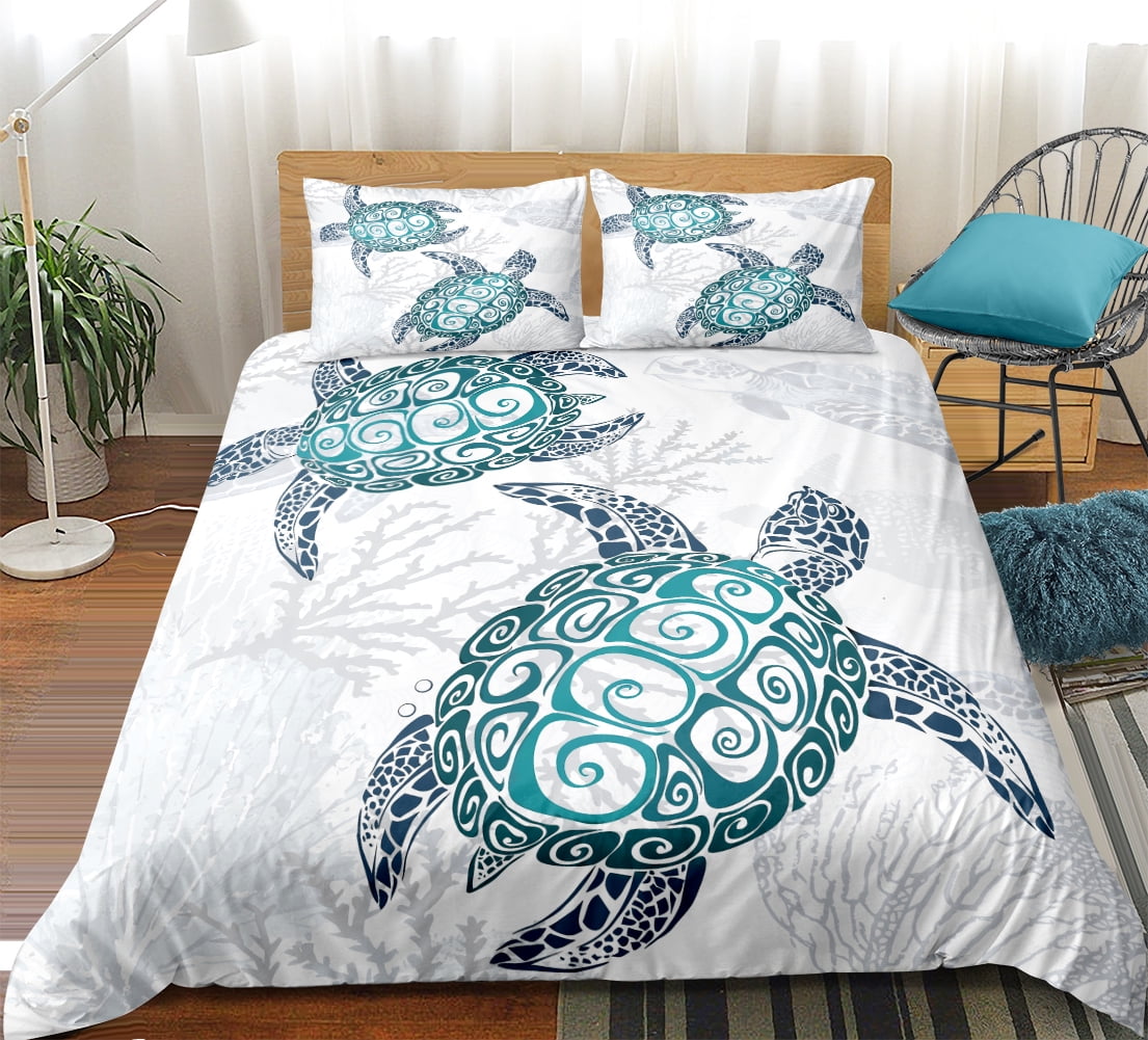 Move Over Blue Turtle Bedding Sets King Ocean Themed Duvet Cover Set ...