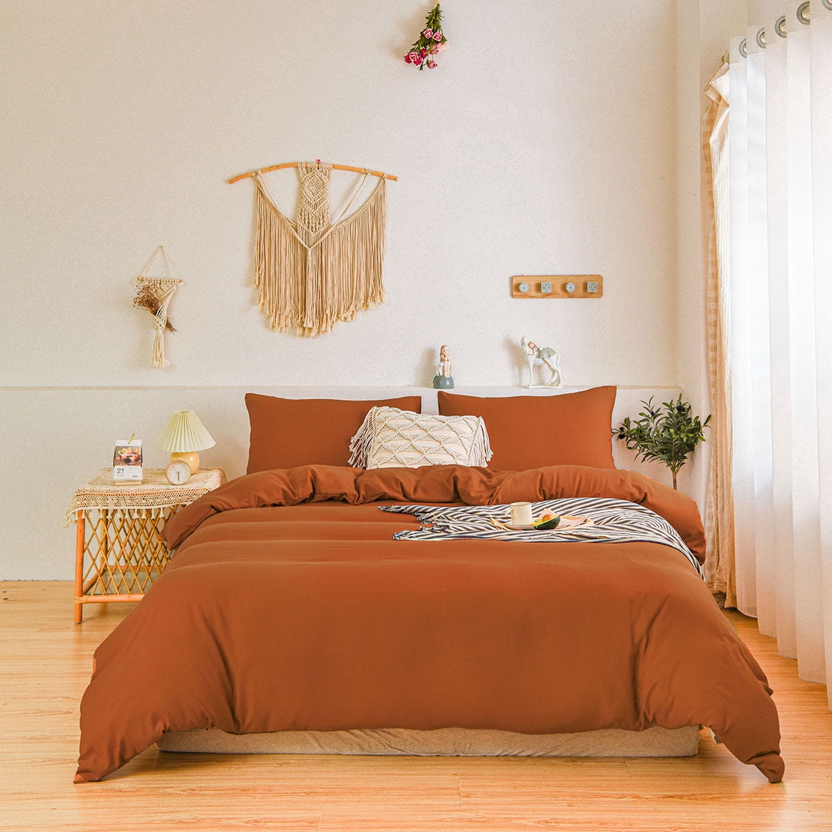 Move Over Burnt Orange Bedding Sets Queen Rust Duvet Cover Set Solid ...