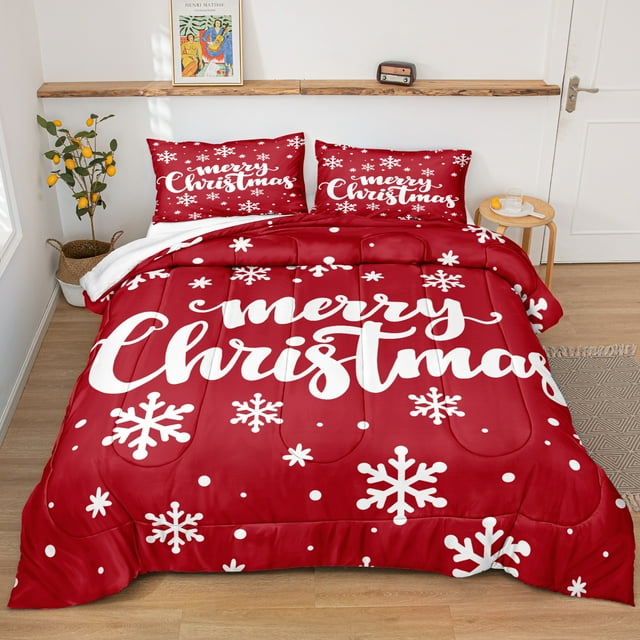 Move Over XMAS Holiday Comforter Set, Queen Size, Snowflake Pattern ...