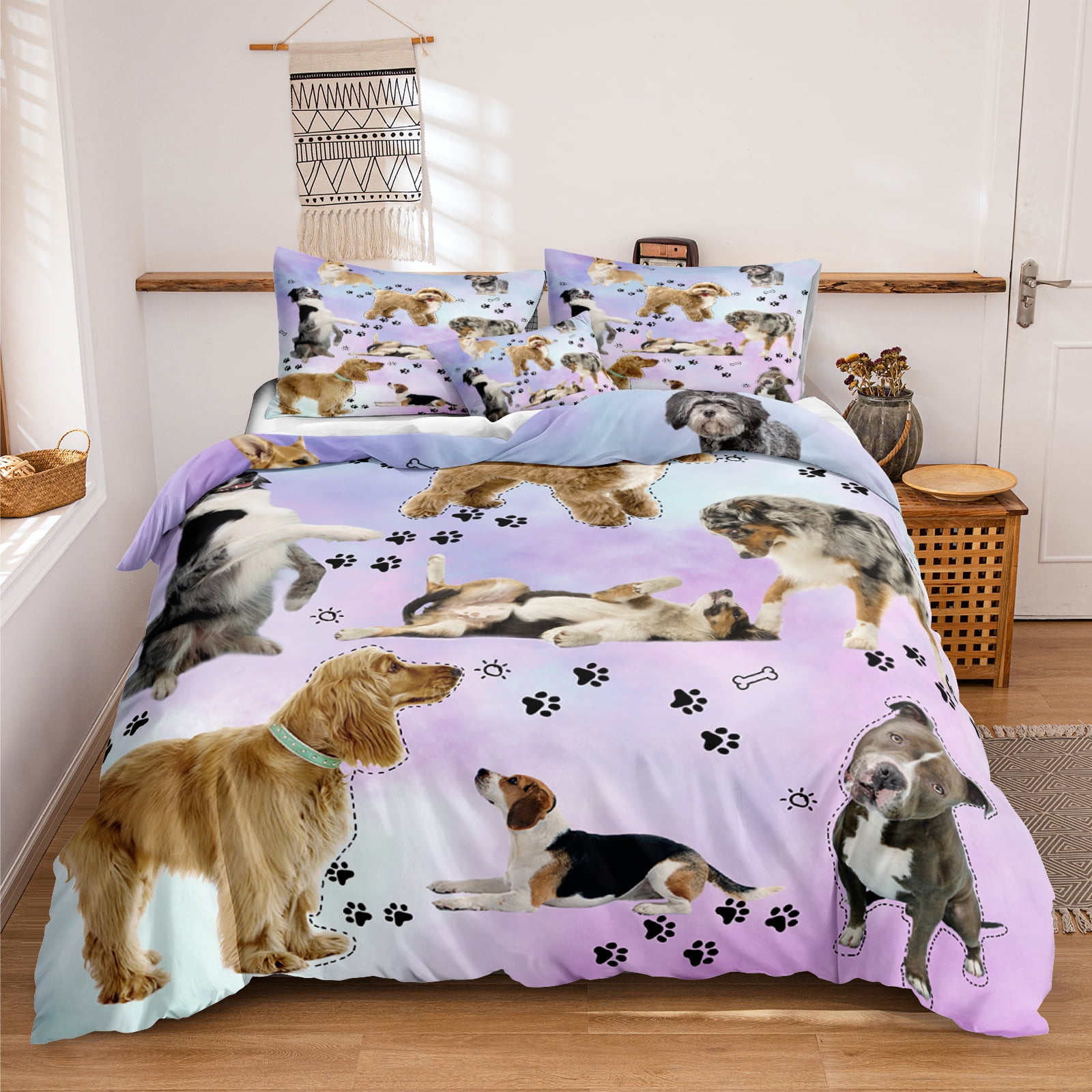 Move Over Dog Bedding Sets King Cartoon Duvet Cover Set Cute Dogs ...