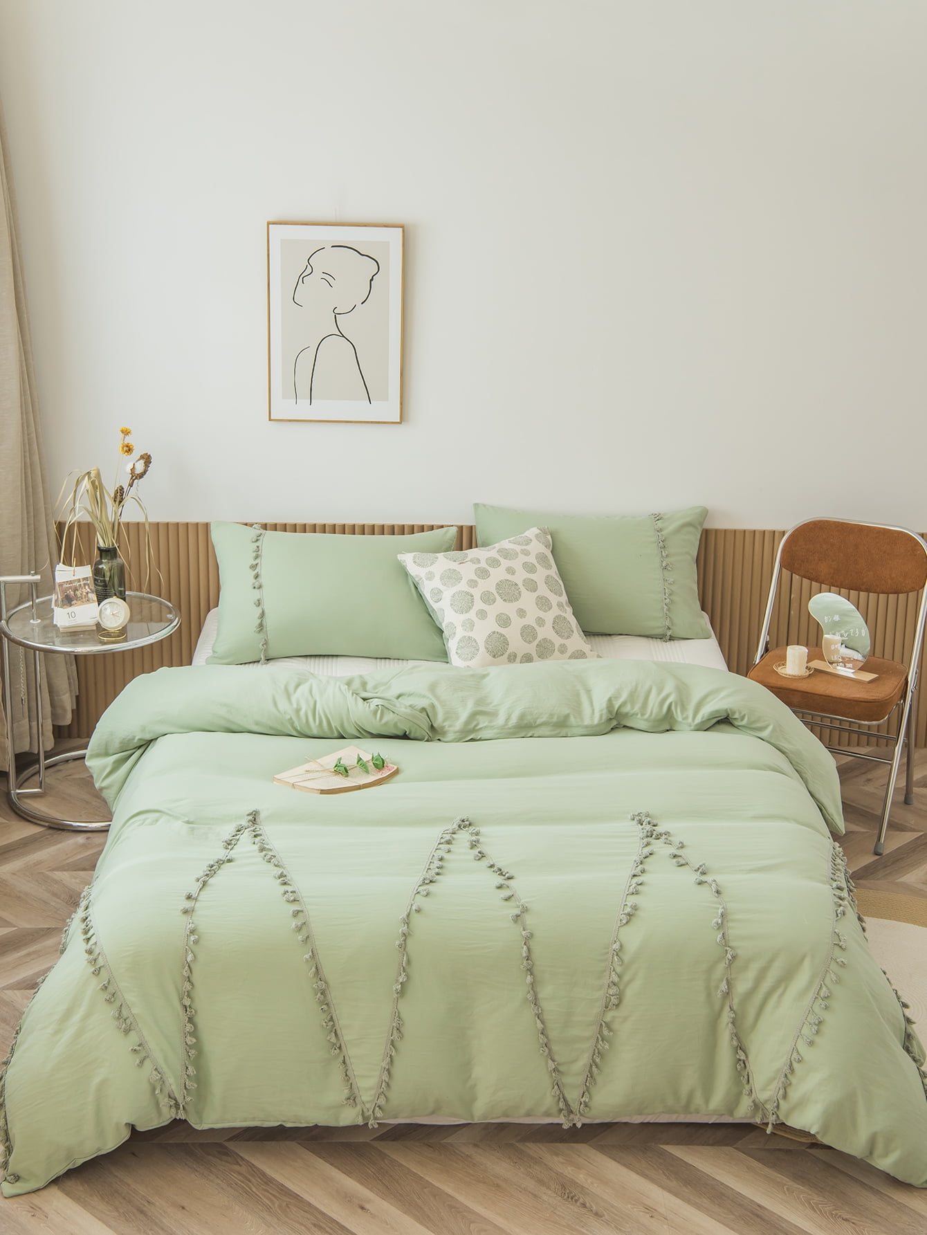 Move Over Green Bedding Set Boho Duvet Cover Set Soft Washed Microfiber ...