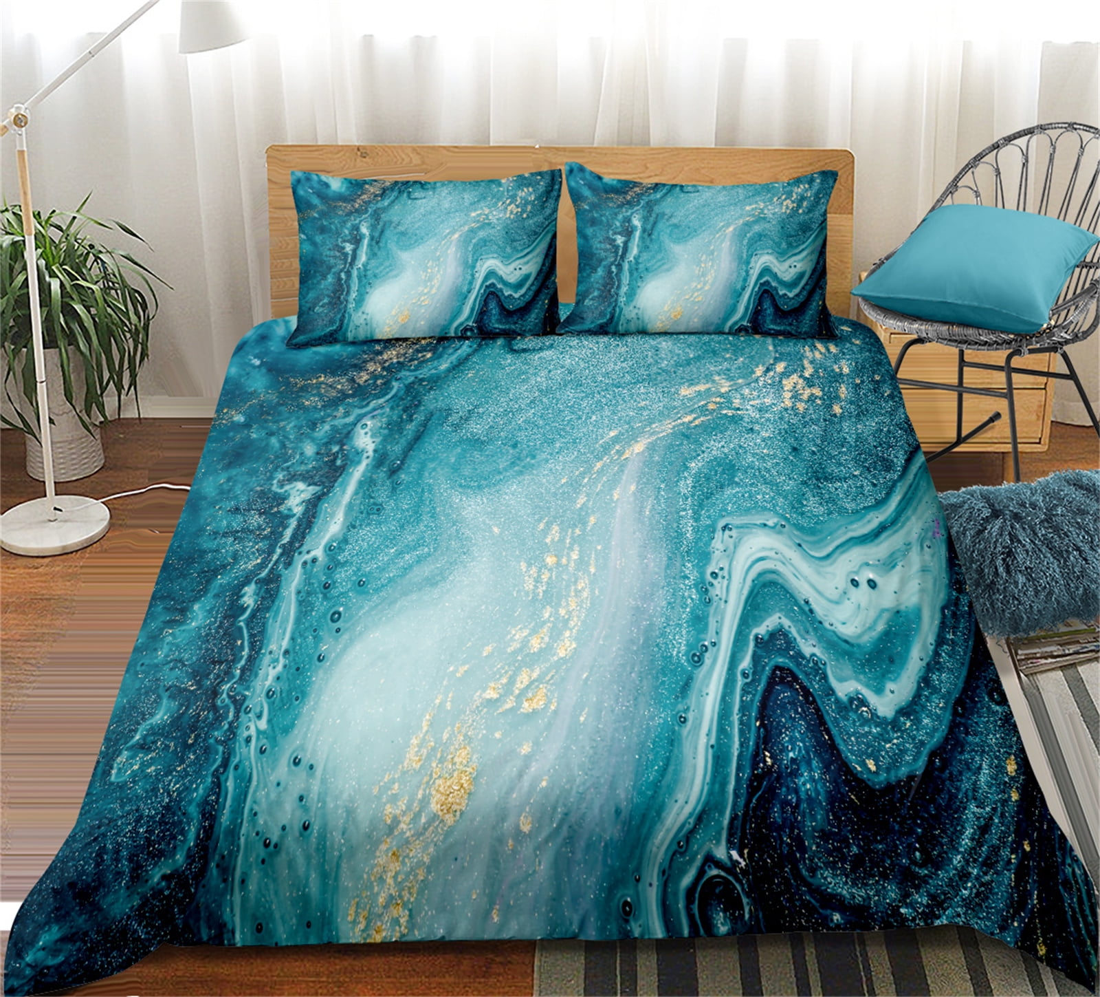 Move Over Marble Bedding Sets Queen Teal Marble Duvet Cover Set Marble ...