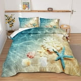Move Over King Size Ocean Comforter Set, Teal Beach Bedding with ...