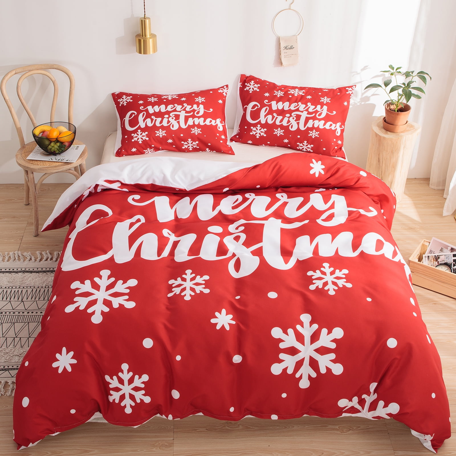 Move Over Red Christmas Bedding Sets King Snowflake Duvet Cover Set ...