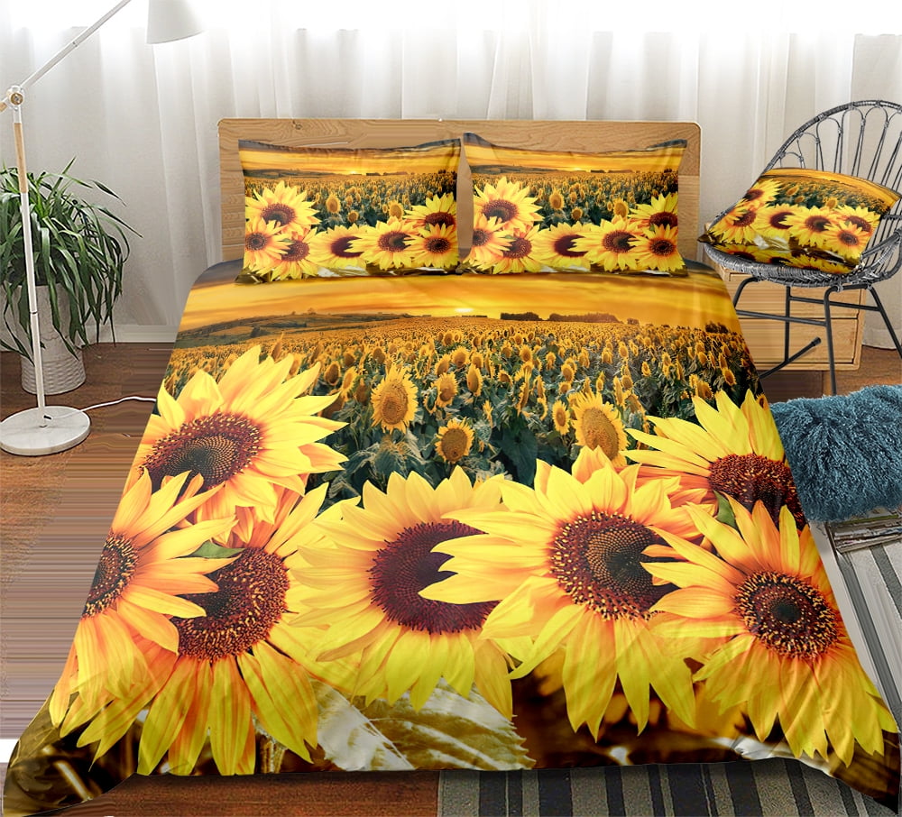Move Over Sunflowers Duvet Cover Set Queen Yellow Floral Bedding Sets ...