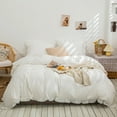 Off White Luxury Queen Ruffle Bedding Set - Soft Lightweight Washed ...