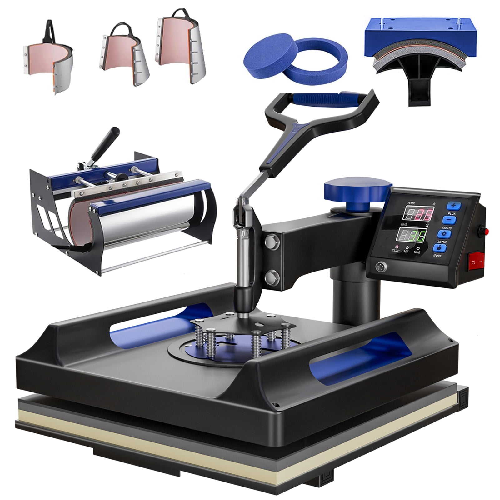 MoveCatcher 8 in 1 Heat Press Machine 15x15 Inch 360°Rotating Dual Tube ...