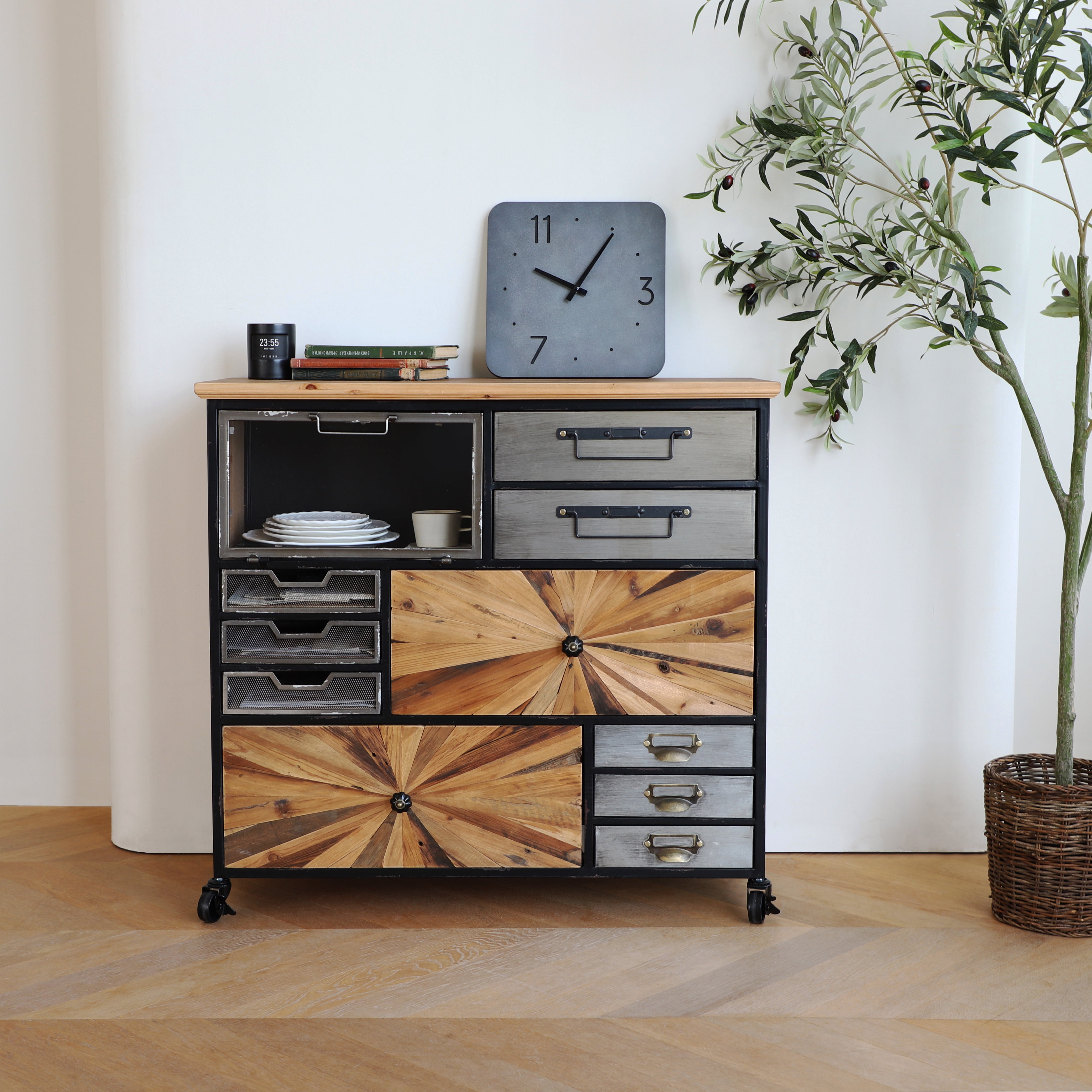 Moveable Wood Cabinet With Multiple Drawers - Walmart.com