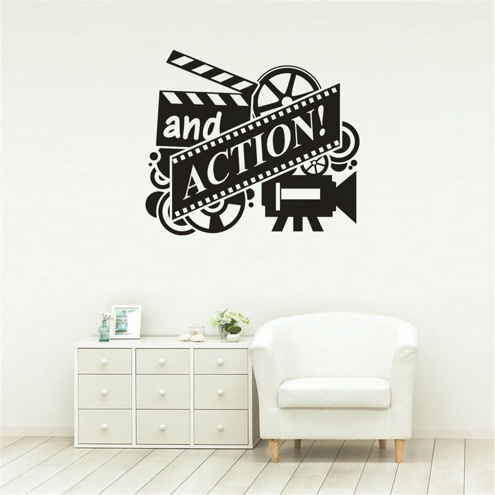 Movie Action Vinyl Sticker Murals Cinema Film Reel Movie Theater Decor ...