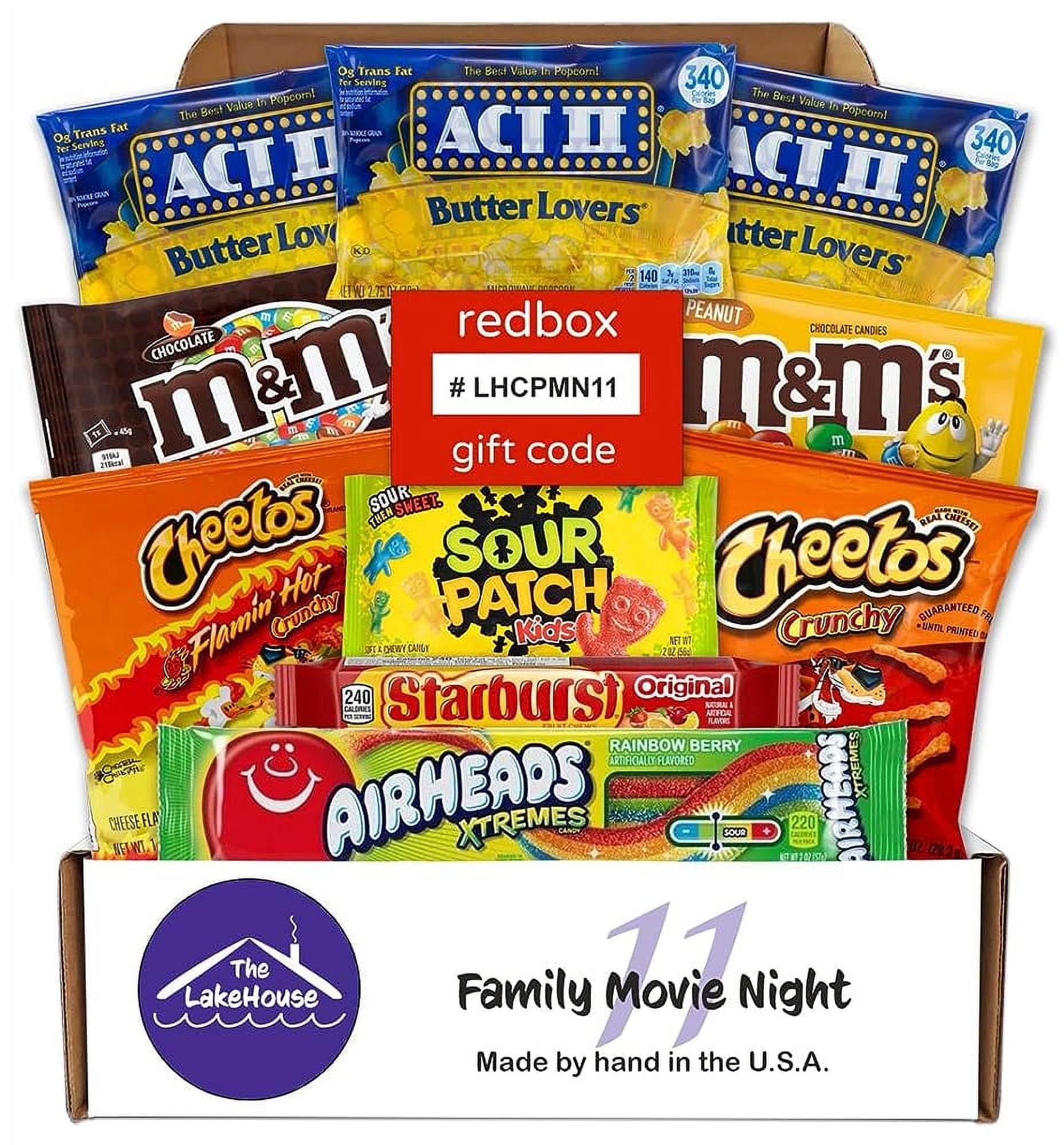 Movie Candy Popcorn Snacks Basket - Includes Redbox Rental - Movie ...