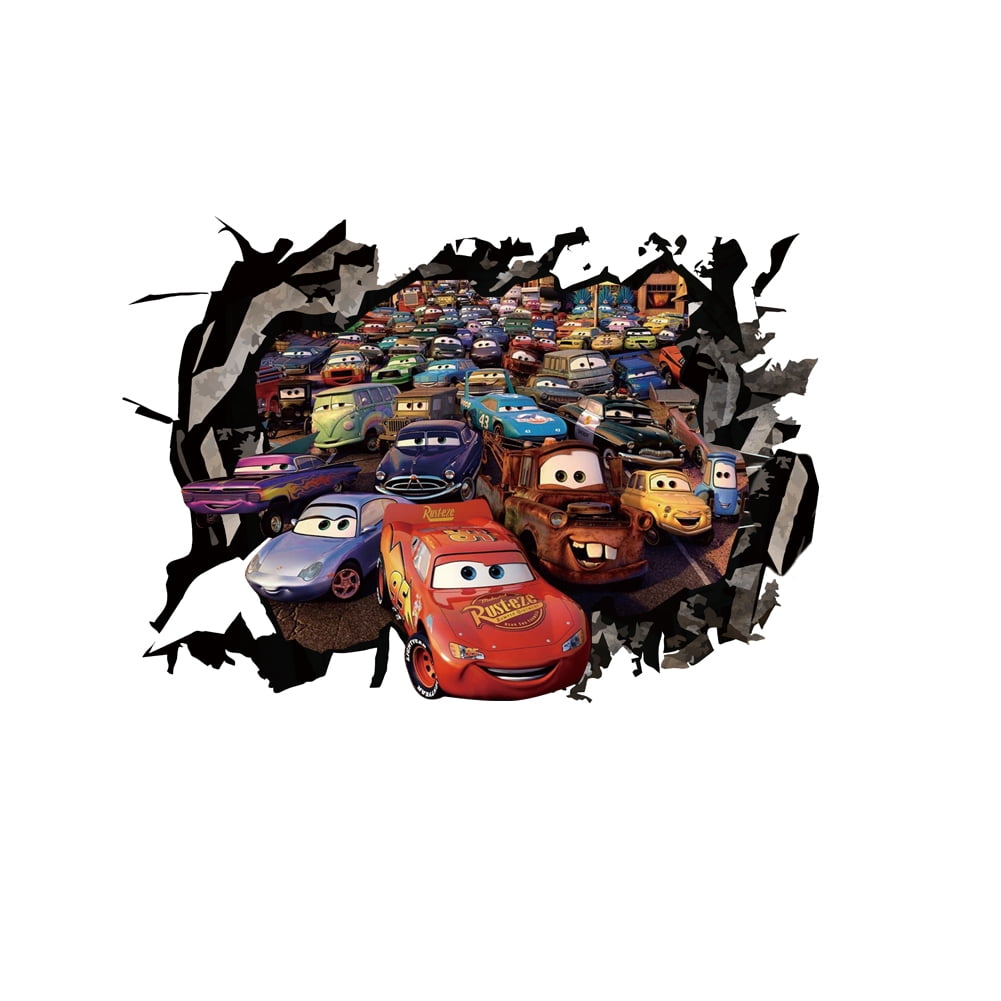 Movie Cars Wall Sticker Decal for Kids 3d Cartoon Detachable PVC for ...