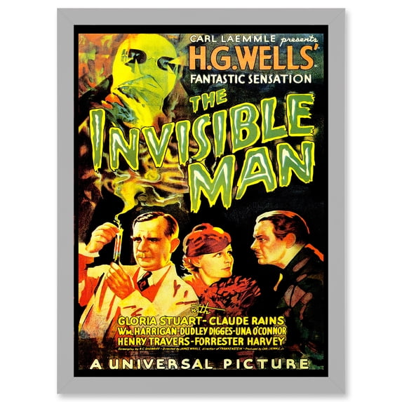Movie Film Invisible Man HG Wells Classic Horror Artwork Framed Wall ...