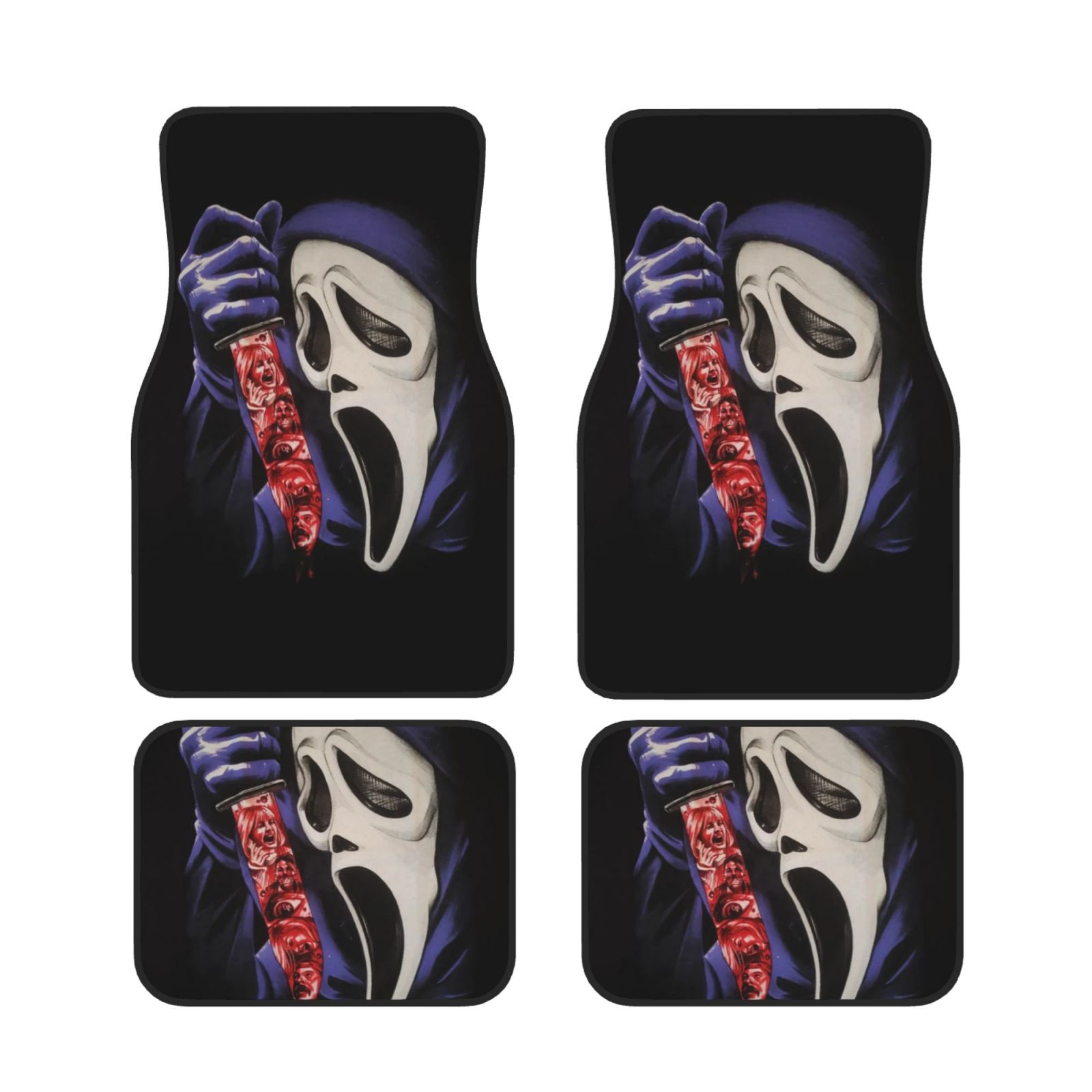 Movie Ghostface Scream Horror Car Floor Mat Set 4-Piece Front/Rear Auto ...