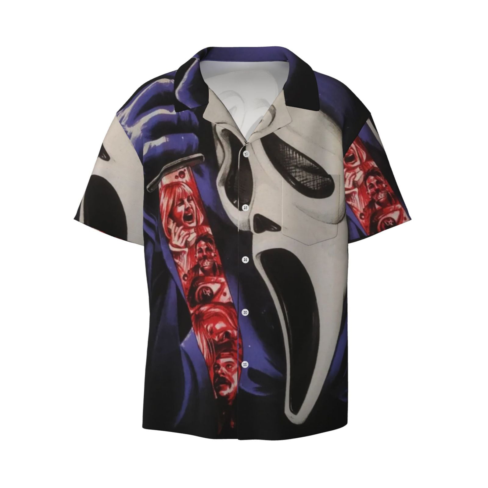 Movie Ghostface Scream Horror Men's Short Sleeved Shirt Summer Hawaiian Beach Tee Shirt Top With ...