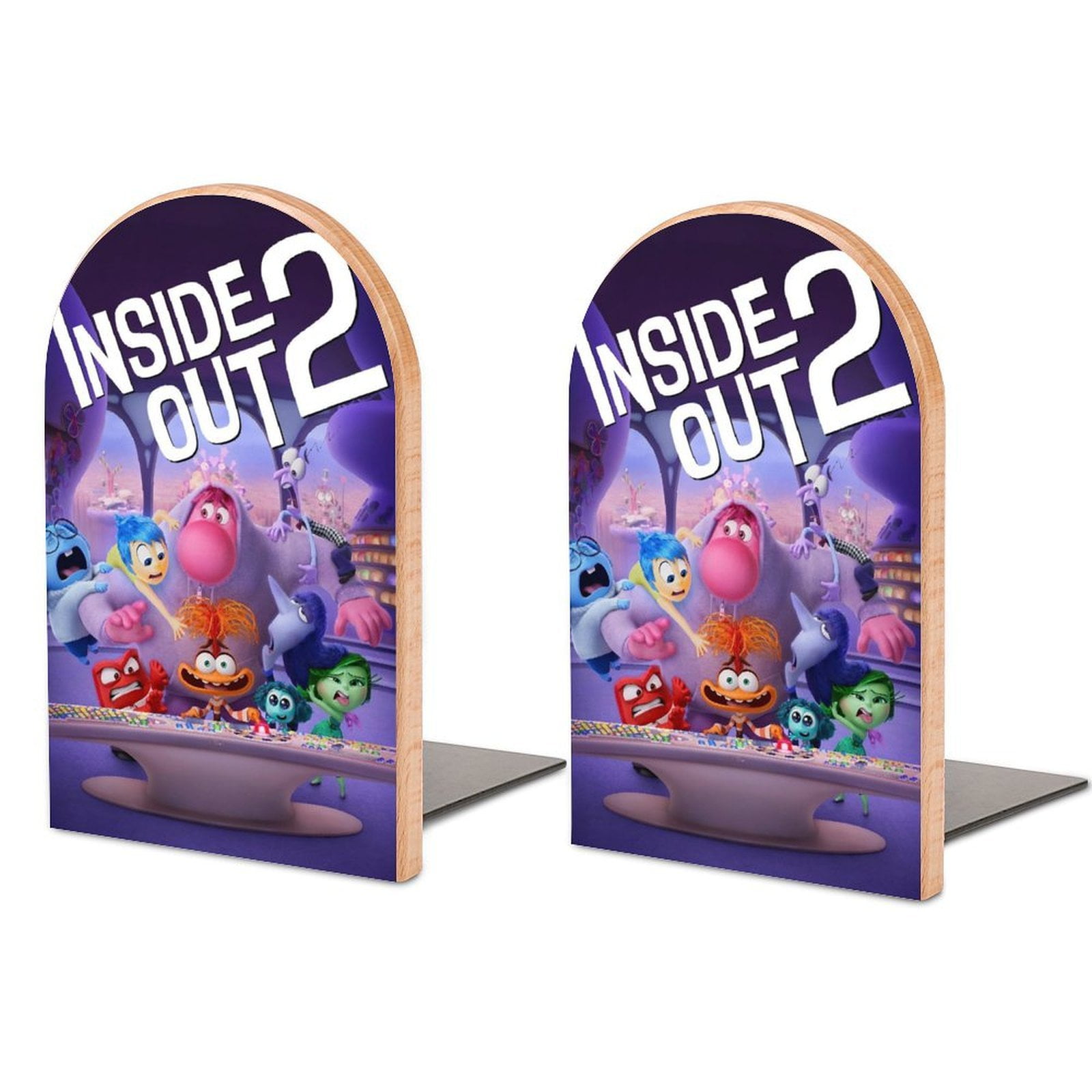 Movie Inside Out Bookends Wood Book Divider Decor Shelves Non-Skid Book ...